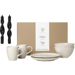 Broste Copenhagen Fr&uuml;hst&uuml;cks-Geschirrset &raquo;Nordic Vanilla, inklusive 1 Packung Twist Kerzen&laquo; Beliebte Geschirr Sets Exclusiv mit Geschenk beige Keramik