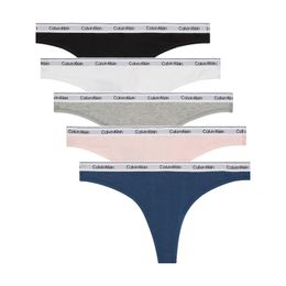 Calvin Klein Underwear Damen String &raquo;5 PACK THONG (LOW-RISE)&laquo; Packung, 5er-Pack, 5 Stk. mit Logobund XL (42), 5 Stk.