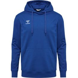Hummel Hoodie mit Logo-Stickerei und K&auml;ngurutasche in Blau-2 | Gr.: L