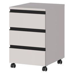 KADIMA DESIGN Rollcontainer Soft-Close 3 Schubladen, B&uuml;rocontainer "Stuttgart" in Greige | Gr.: onesize