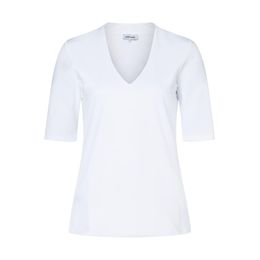 More & More More & More elastisches Kurzarmshirt, V-Ausschnitt in white | Gr.: 46