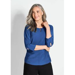 GOLDNER Viskosebluse mit 3/4-&Auml;rmeln, Rundhals in royalblau | Gr.: 44