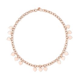 Kette mit Anh&auml;nger ECHTZEIT "Schmuck Geschenk Edelstahl Halskette Endless Love Herzen", rosa (ros&eacute;goldfarben), Halsketten, Damen, Edelstahl, L: 45 B: 2mm, B:2mm
