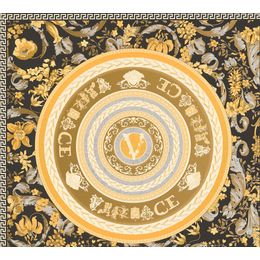 Vliestapete Versace "Wallpaper Versace 5 Floral Design", schwarz (goldfarben schwarz silberfarben), B:0,7m H:0,01m L:10,05m, Vinyl, Vlies, Tapeten, Designertapete auffallende Fliesen-Tapete Tapeten Wohnzimmer modern