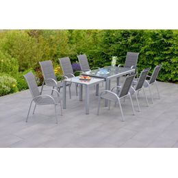 Garten-Essgruppe Merxx "Amalfi di Lusso", silber (silber, anthrazit,), Polyester, Aluminium, Polyester, Sitzm&ouml;bel-Sets