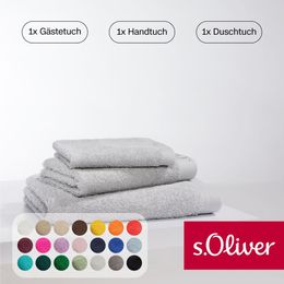 Handtuch Set s.Oliver "s.Oliver, Premium Qualit&auml;t, 600 gr/m&sup2;", grau (hellgrau), 3 Stk., Walkfrottier, Walkfrottier, Obermaterial: 100% Baumwolle, Handtuch-Sets, 1 G&auml;stetuch 30x50 cm, 1 Handtuch 50x100 cm, 1 Duschtuch 70x140 cm