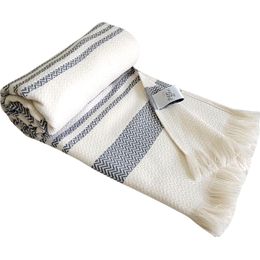 Hamamtuch Framsohn FROTTIER "Boho Living - Zick Zack Muster", grau (beige, anthrazit, grau), B:100cm L:180cm, Hamam Frottier, Baumwolle, Handt&uuml;cher, 100x180, zick zack & mit Fransen, ideal als Strandtuch, Sauna, Reise