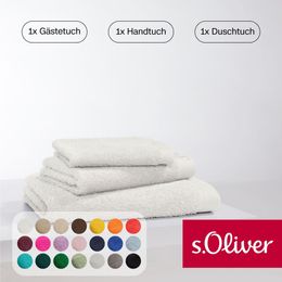 Handtuch Set s.Oliver "s.Oliver, Premium Qualit&auml;t, 600 gr/m&sup2;", beige (ecru), 3 Stk., Walkfrottier, Walkfrottier, Obermaterial: 100% Baumwolle, Handtuch-Sets, 1 G&auml;stetuch 30x50 cm, 1 Handtuch 50x100 cm, 1 Duschtuch 70x140 cm