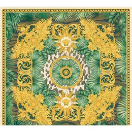 Vliestapete Versace "Wallpaper Versace 5 Design", gr&uuml;n (gr&uuml;n goldfarben wei&szlig;), B:0,7m H:0,01m L:10,05m, Vinyl, Vlies, Tapeten, Dschungel auffallende Fliesen-Tapete Tapeten Wohnzimmer Schlafzimmer