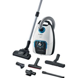 Bosch Bodenstaubsauger "Serie 8 ProSilence BGB75XSIL, Hygiene-Filter, 10 Jahre Motorgarantie", wei&szlig;, B:32cm H:27,5cm T:48cm, Bodenstaubsauger, Hartbodend&uuml;se, XXL-Polsterd&uuml;se, langes Kabel, leise, wei&szlig;