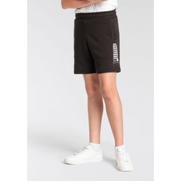 Shorts Puma "ESS+ LOGO LAB SHORTS TR B", Jungen, Gr. 176, N-Gr, schwarz (Puma schwarz), Sweatware, Obermaterial: 68% Baumwolle, 32% Polyester, bedruckt, regular fit kniefrei, Hosen Shorts, f&uuml;r Jugendliche, aus Baumwollmischung, mit Eingrifftaschen