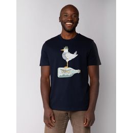 wat? Apparel T-Shirt M&ouml;we mit Hut in Dunkelblau | Gr.: 50