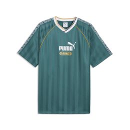 Trainingsshirt Puma "KING Relaxed Fu&szlig;balltrikot Erwachsene", Damen, Gr. M, emerald ice gr&uuml;n, Obermaterial: 100% Polyester; Rippe: 95% Polyester, 5% Elasthan, bedruckt, relaxed fit, V-Ausschnitt, Shirts