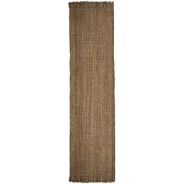 L&auml;ufer FLAIR RUGS "Jute Boucle", beige (natur), B:60cm H:7mm L:300cm, Jute, Teppiche, L&auml;ufer, aus 100% Jute, mit Fransen, aus Naturfasern
