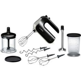 Bosch Handmixer "HomeProfessional MFQ4885DE, 2x Edelst. Besen, 1x Knethaken, schwarz", silber (schwarz, silberfarben), B:20cm H:14,2cm T:7,5cm, Mixer, 5 Stufen, Turbostufe, Zerkleinerer, Mixfu&szlig;, Mixbecher, Made in Europe