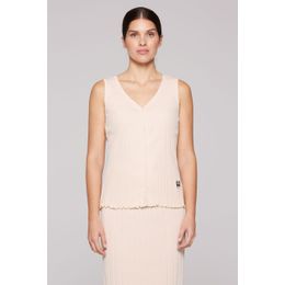 V-Shirt SOCCX, Damen, Gr. XXL, beige (milky beige), Single Jersey, Material: 100% Baumwolle, bestickt, slim fit normal, V-Ausschnitt, Shirts, aus Baumwolle