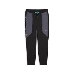 Trainingshose Puma "FLEX STRETCH Gewebte Trainingshose Herren", Damen, Gr. L, Normalgr&ouml;&szlig;en, schwarz vibrant gr&uuml;n, Obermaterial: 87% Polyester, 13% Elasthan; Taschenfutter: 100% Polyester, regular fit, Hosen Trainingshose