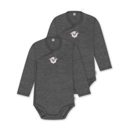 Normani Outdoor Sports 2er Pack Baby-Body Basic Merino Wickelbody in Anthrazit | Gr.: 68