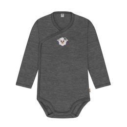 Normani Outdoor Sports Merino Baby-Body lang&auml;rmeliger Wickelbody in Anthrazit | Gr.: 86