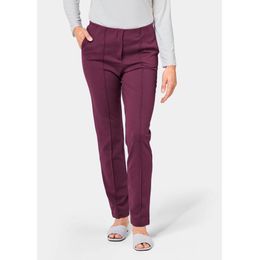 GOLDNER Moderne Hose LOUISA mit streckenden Biesen in aubergine | Gr.: 42