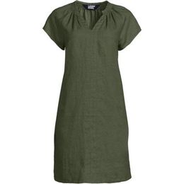 LANDS' END Leinenkleid mit Smok-Ausschnitt, Damen,  Gr&uuml;n, Leinen, by Lands' End