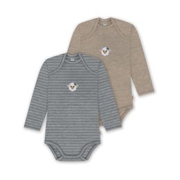 Normani Outdoor Sports 2er Pack Baby Merino Body Langarm Auckland in Grau/Beige | Gr.: 62