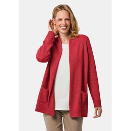 GOLDNER Kurzgr&ouml;&szlig;e: Strickjacke Langarm Cardigan aus Merino in rot | Gr.: 21