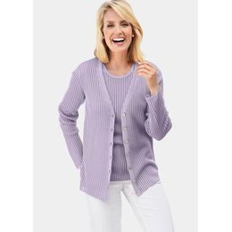GOLDNER Rippstruktur-Cardigan mit Glanzeffekt in flieder | Gr.: 48