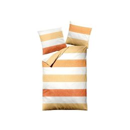 Traumschlaf Bettw&auml;sche Melange Streifen orange in orange | Gr.: 200x220 (2x 80x80 cm)