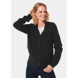 GOLDNER Cardigan Elegante Strickjacke mit V-Ausschnitt in schwarz | Gr.: 42
