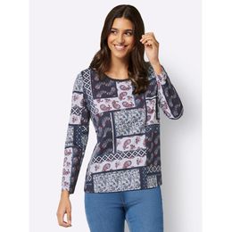 Sieh an! Langarm-Shirt in hellgrau-marine-bedruckt | Gr.: 42