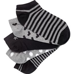 w&auml;schepur Damen Damen-Sneakersocken schwarz-gemustert + grau-gemustert, Gr&ouml;&szlig;e 35-38