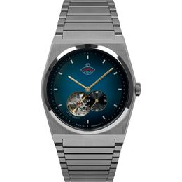 Automatikuhr RUHLA "Space Control Automatik", silber (silberfarben, dunkelblau), Armbanduhren, Kinder, Automatikuhr, Armbanduhr, Herrenuhr, Mechanische Uhr, Saphirglas, Made in Germany