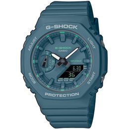 Chronograph Casio G-SHOCK, blau (petrol), Armbanduhren, Damen, Chronograph, Quarzuhr, Armbanduhr, Damen, Herren, digital, bis 20 bar wasserdicht
