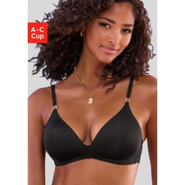 Bralette-BH Lascana, Damen, Gr. 70, Cup C, blau (schwarz), Microtouch, Obermaterial: 60% Polyamid, 35% Polyester, 5% Elasthan, BHs, mit Push-up-Kissen & zwei Tragevarianten, sexy Dessous