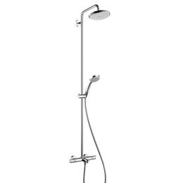 Hansgrohe Croma Aufputz-Duschsystem mit Wanneneinlauf, Thermostat, 27223000,