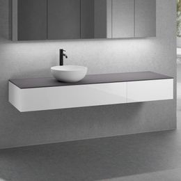 neoro n50 M&ouml;belanlage B: 180 cm mit 2 Ausz&uuml;gen, Waschtisch &Oslash; 40 cm wei&szlig; matt,, BN0064WM+BN0414WH+BN0411WH+BN0409GR,