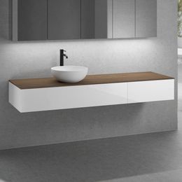 neoro n50 M&ouml;belanlage B: 180 cm mit 2 Ausz&uuml;gen, Waschtisch &Oslash; 45 cm wei&szlig; matt,, BN0106WM+BN0414WH+BN0411WH+BN0409WL,