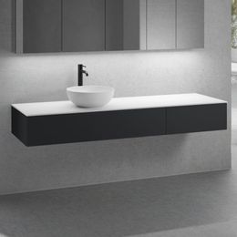 neoro n50 M&ouml;belanlage B: 180 cm mit 2 Ausz&uuml;gen, Waschtisch &Oslash; 40 cm wei&szlig; matt,, BN0064WM+BN0414BM+BN0411BM+BN0409WH,