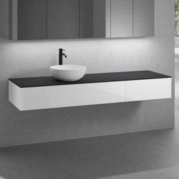 neoro n50 M&ouml;belanlage B: 180 cm mit 2 Ausz&uuml;gen, Waschtisch &Oslash; 40 cm wei&szlig; matt,, BN0064WM+BN0414WH+BN0411WH+BN0409BM,