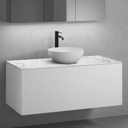 neoro n50 Unterschrank B: 120 cm mit 1 Auszug, Waschtisch &Oslash; 40 cm wei&szlig; matt,, BN0064WM+BN0434WM+BN0404C1,