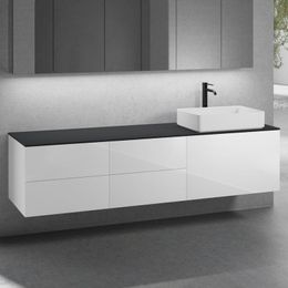 neoro n50 M&ouml;belanlage B: 200 cm mit 5 Ausz&uuml;gen, Waschtisch B: 58 cm wei&szlig; matt,, BN0065WM+BN0432WH+2#BN0421WH+BN0406BM,