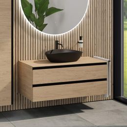 rivea Dia Unterschrank B: 120 mit 2 Ausz&uuml;gen, Waschtisch B: 60 cm schwarz matt, BR0536BM+BR0034SO+BR0004SO,