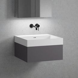 neoro n50 Unterschrank B: 60 cm mit 1 Auszug, Waschtisch ohne Hahnloch wei&szlig; matt,, BN0133WM+BN0411GR,