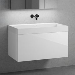 neoro n50 Unterschrank B: 100 cm mit 1 Auszug, Waschtisch ohne Hahnloch wei&szlig; matt,, BN0135WM+BN0433WH,