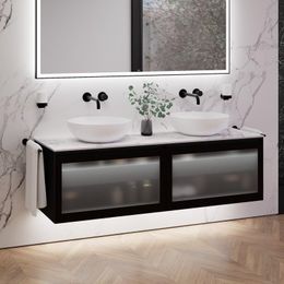 neoro n80 albus Unterschrank B: 160 cm mit 2 Ausz&uuml;gen, mit profilierter Glasfront, 2 Waschtische &Oslash; 45 cm,, 2#BN0106WM+2#BN0432PG+2#BN0402C1,