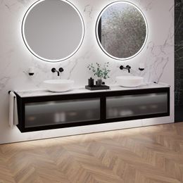 neoro n80 albus Unterschrank B: 240 cm mit 2 Ausz&uuml;gen, mit profilierter Glasfront, 2 Waschtische &Oslash; 45 cm,, 2#BN0106WM+2#BN0434PG+2#BN0404C1,