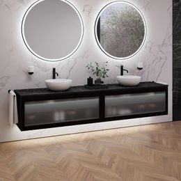 neoro n80 albus Unterschrank B: 240 cm mit 2 Ausz&uuml;gen, mit profilierter Glasfront, 2 Waschtische &Oslash; 40 cm,, 2#BN0064WM+2#BN0434PG+2#BN0404C2,
