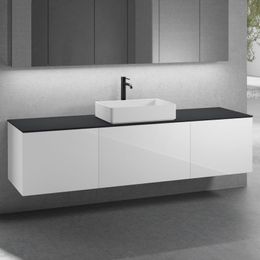 neoro n50 M&ouml;belanlage B: 200 cm mit 3 Ausz&uuml;gen, Waschtisch B: 58 cm wei&szlig; matt,, BN0065WM+BN0432WH+2#BN0431WH+BN0406BM,