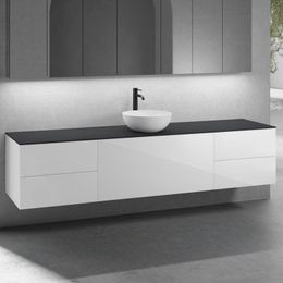 neoro n50 M&ouml;belanlage B: 220 cm mit 5 Ausz&uuml;gen, Waschtisch &Oslash; 45 cm wei&szlig; matt,, BN0106WM+2#BN0421WH+BN0433WH+BN0415BM,